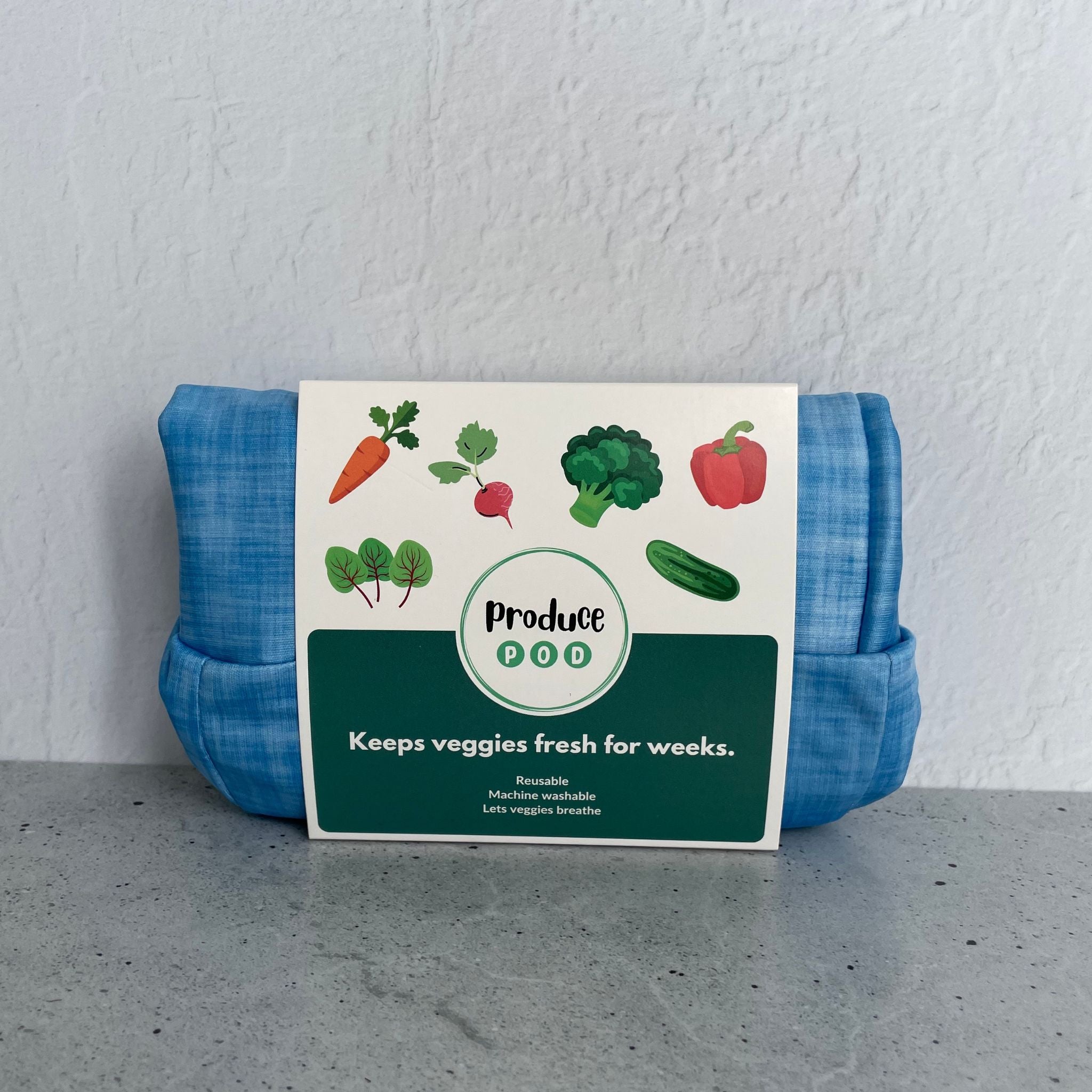 Produce Pod - reusable veggie bag for fridge - Blueberry – producepod ...