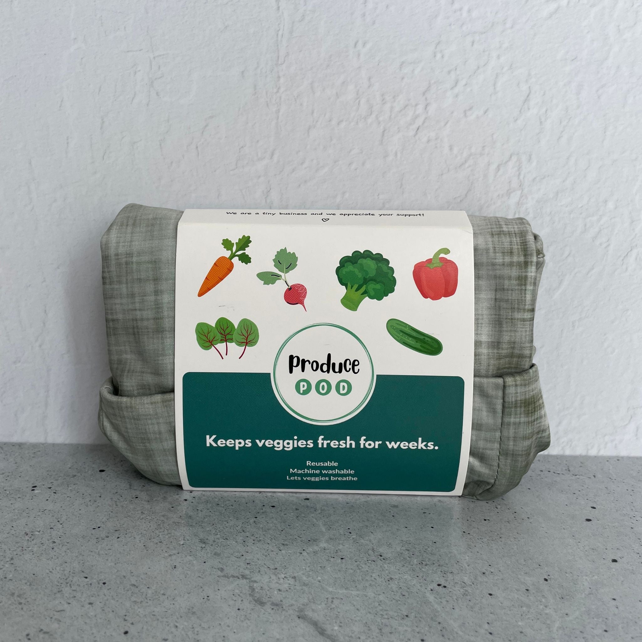 Produce Pod - reusable veggie bag for fridge - Gum Leaf – producepod.com.au